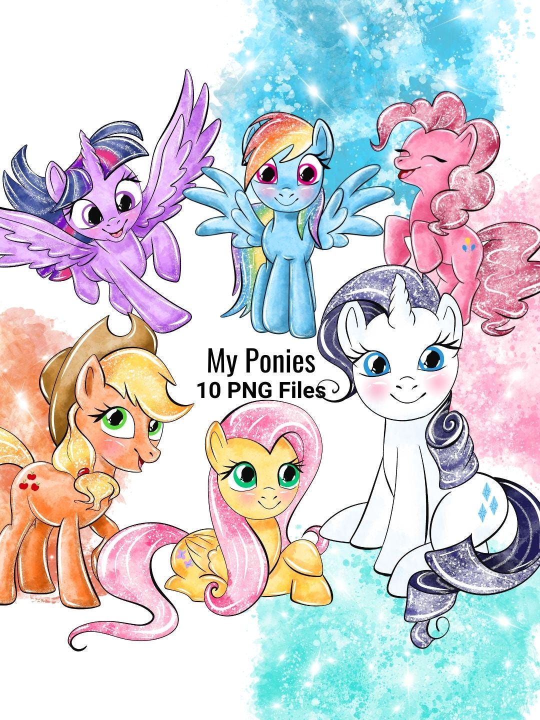 My Pony Clipart Bundle Png 300dpi Pastel Ponies Cute Cartoon Horse ...