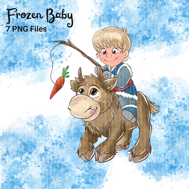 Watercolor Frozen Baby Clipart: Winter Sisters PNG (digital Download ...