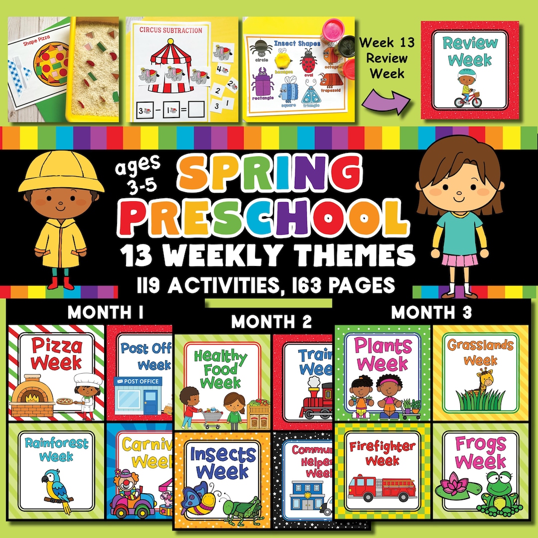 Spring Preschool Curriculum: Alphabet, Numbers, Shapes - Printable ...