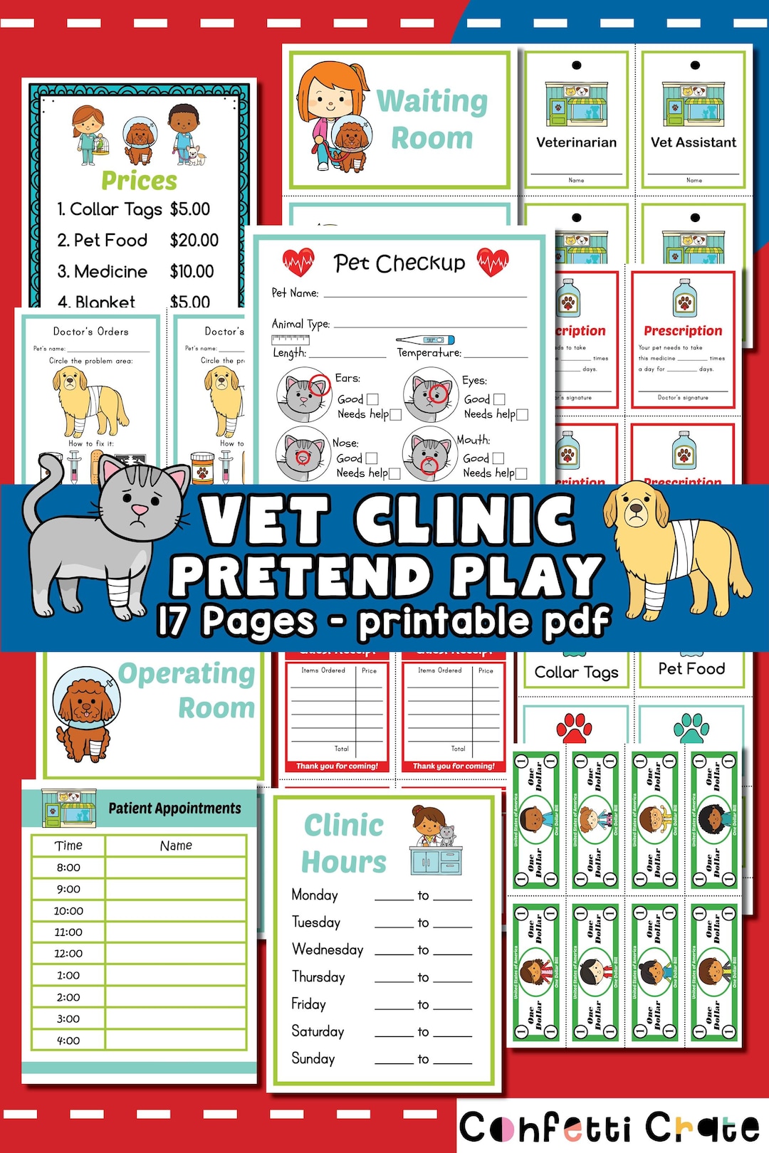 Vet Clinic Pretend Play Printables: Kids Activities (PDF) - Etsy