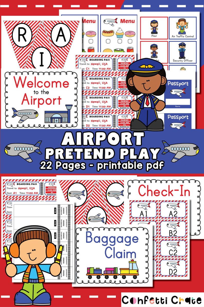 Airport Pretend Play Printable: Dramatic Play Set (PDF Download) - Etsy