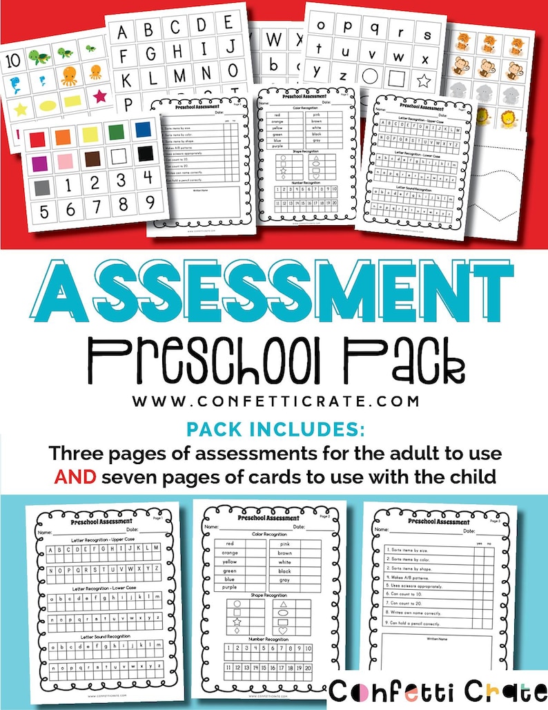 Preschool Assessment 3 Page Printable PDF - Etsy
