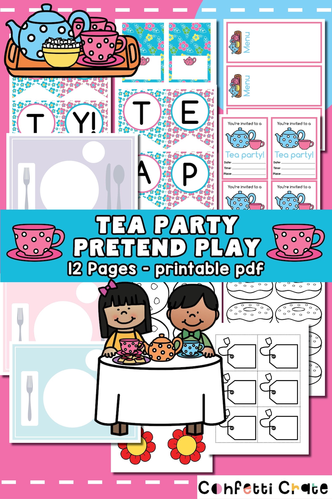Tea Party Pretend Play Printables: Preschool Toddler Learning ...