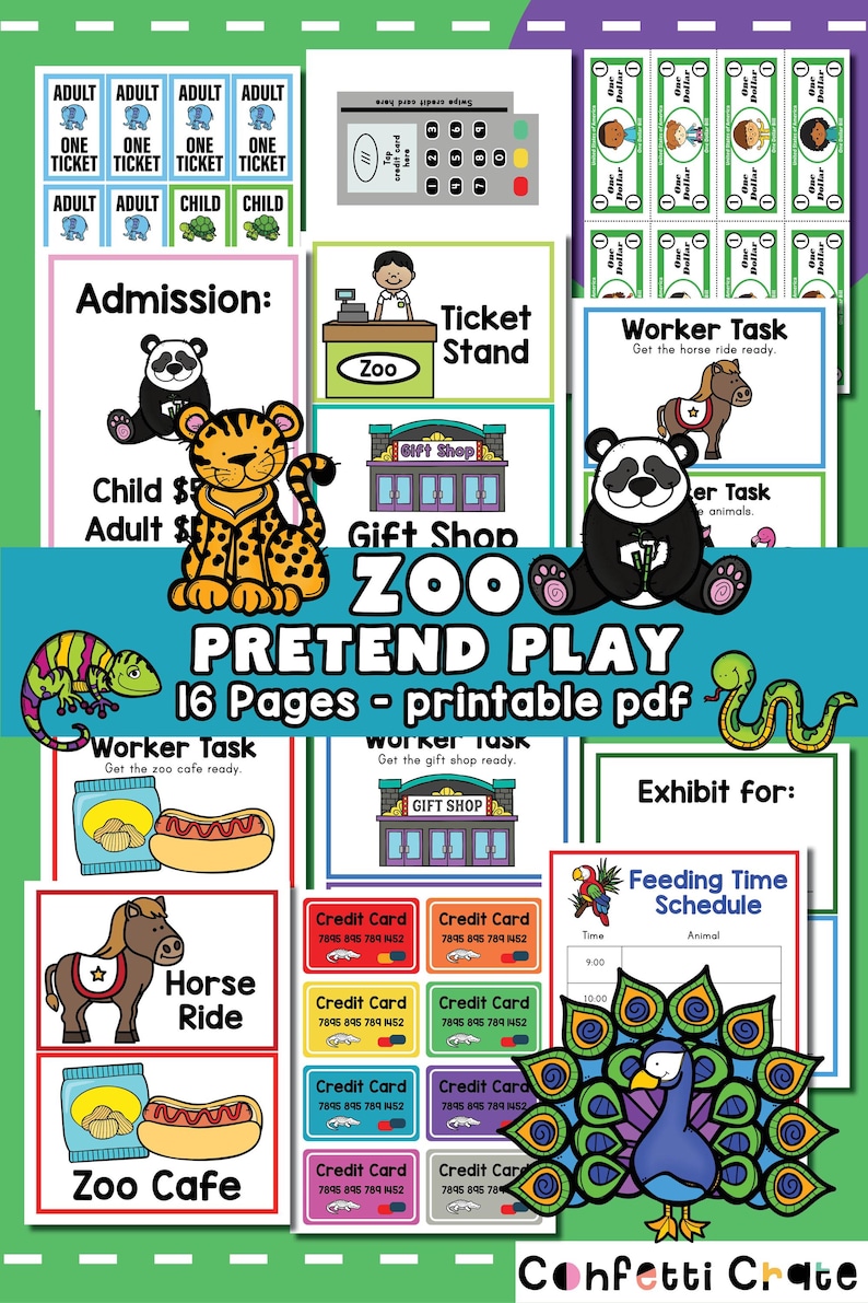 Zoo Pretend Play Printable for Preschool & Kindergarten | Dramatic ...