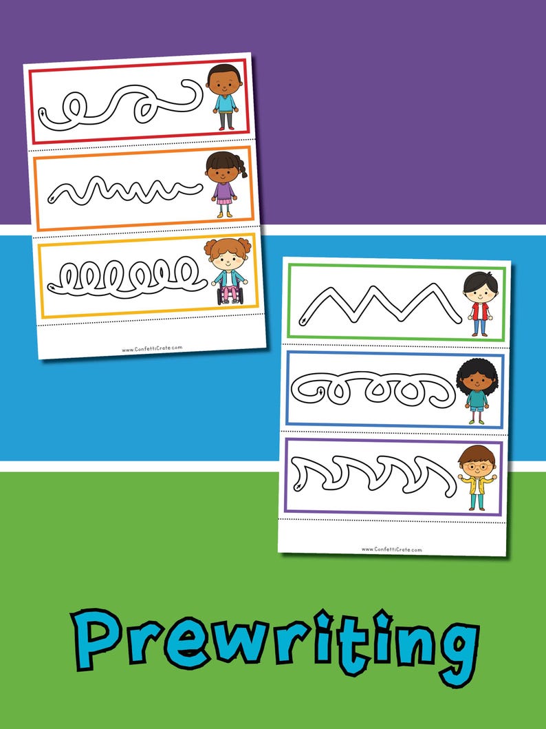 Preschool Prewriting Activity: Printable Tracing Practice (PDF) - Etsy