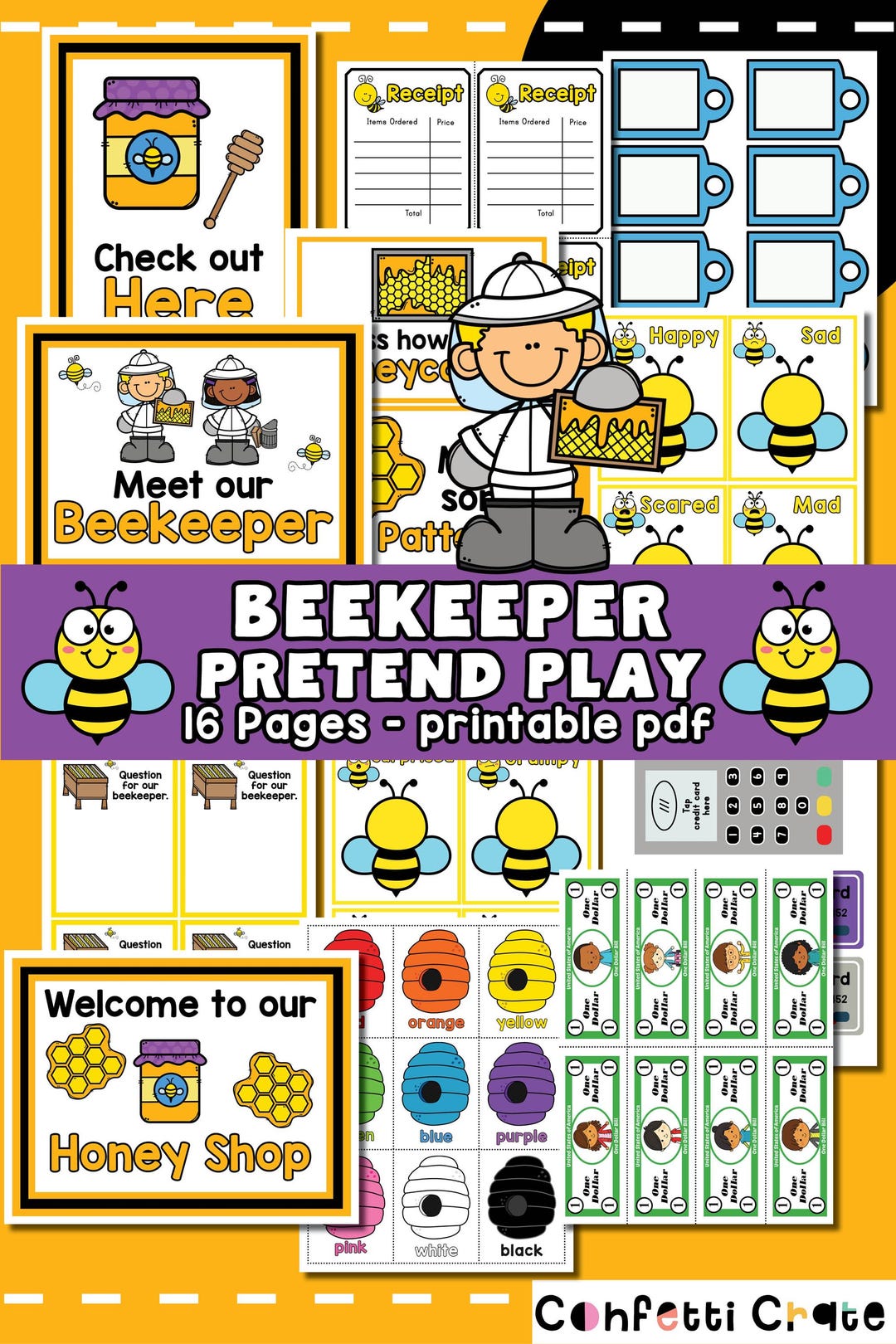 Beekeeper Pretend Play Printable: Preschool Learning Activities (PDF ...