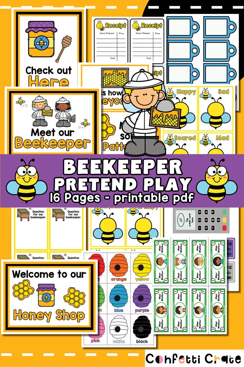 Beekeeper Pretend Play Printable: Preschool Learning Activities (PDF ...