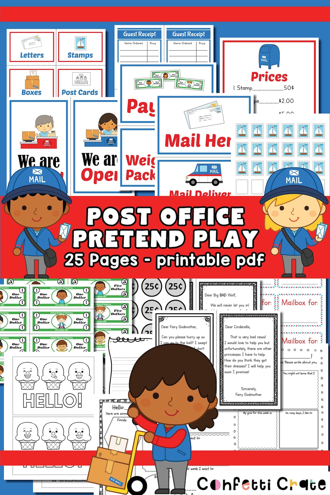 Post Office Pretend Play Printables: Kids Role Play (PDF Download) - Etsy