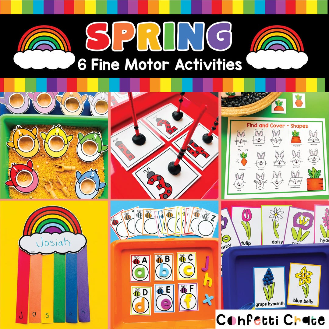 Spring Fine Motor Skills Printable Bundle | 6 Activities | Preschool ...
