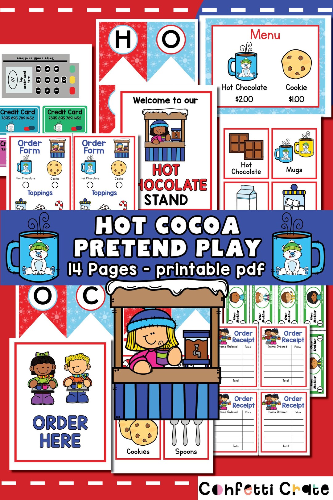 Hot Cocoa Stand Pretend Play Printables: Winter Game (PDF) - Etsy