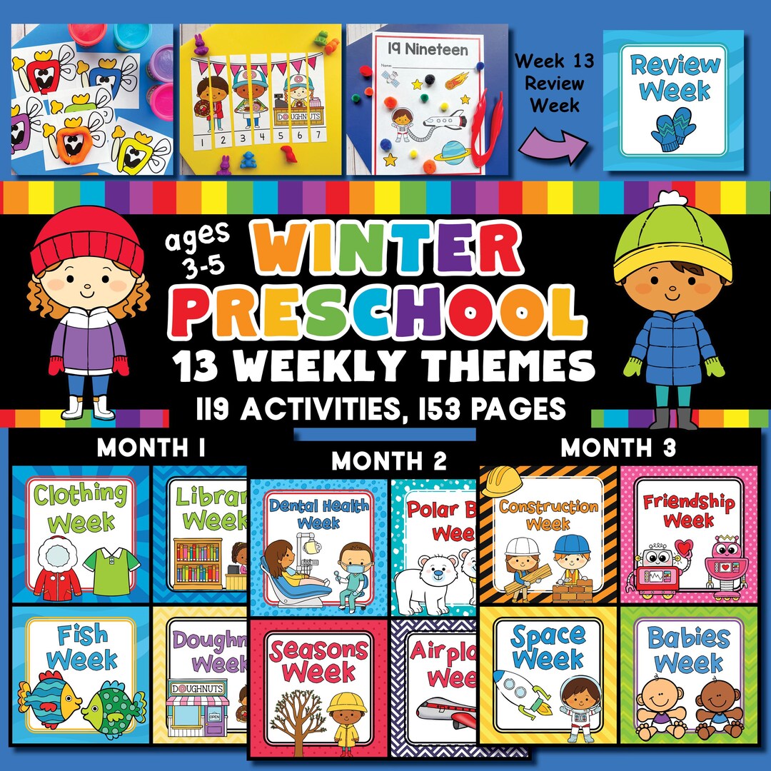 Winter Preschool Curriculum: Alphabet, Numbers, Shapes (printable ...