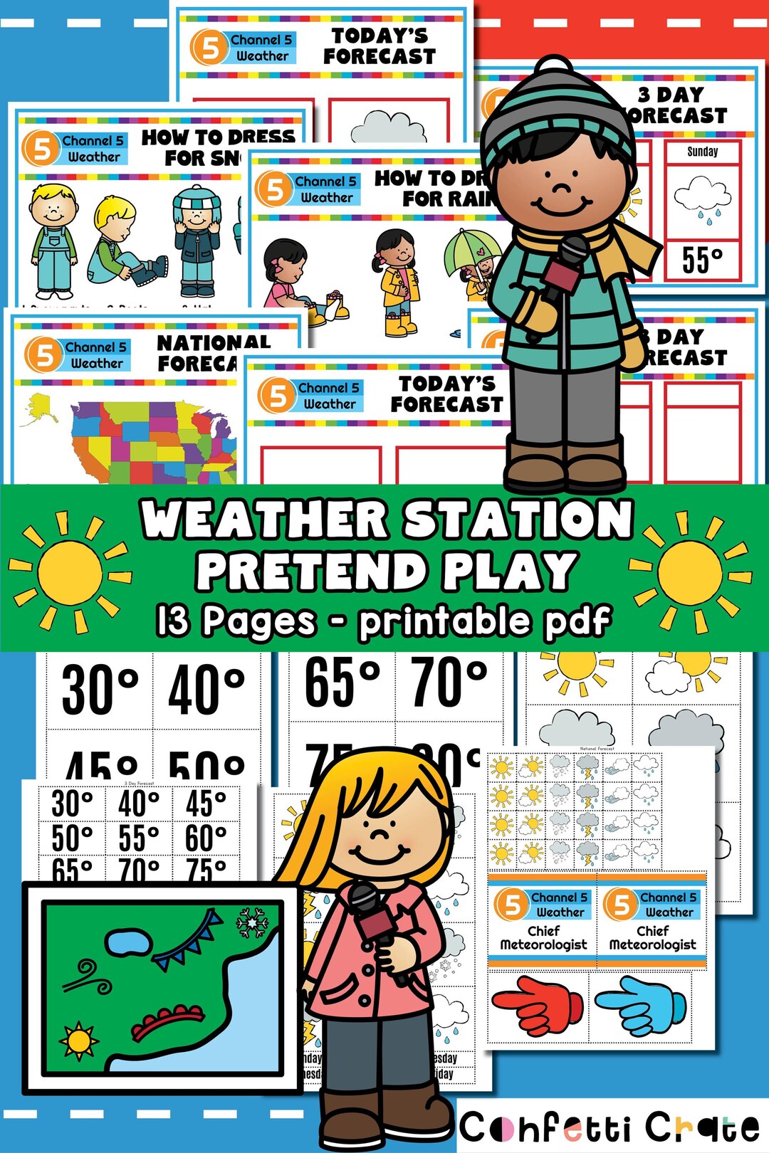 Weather Station Pretend Play Printables: Classroom Theme (PDF) - Etsy