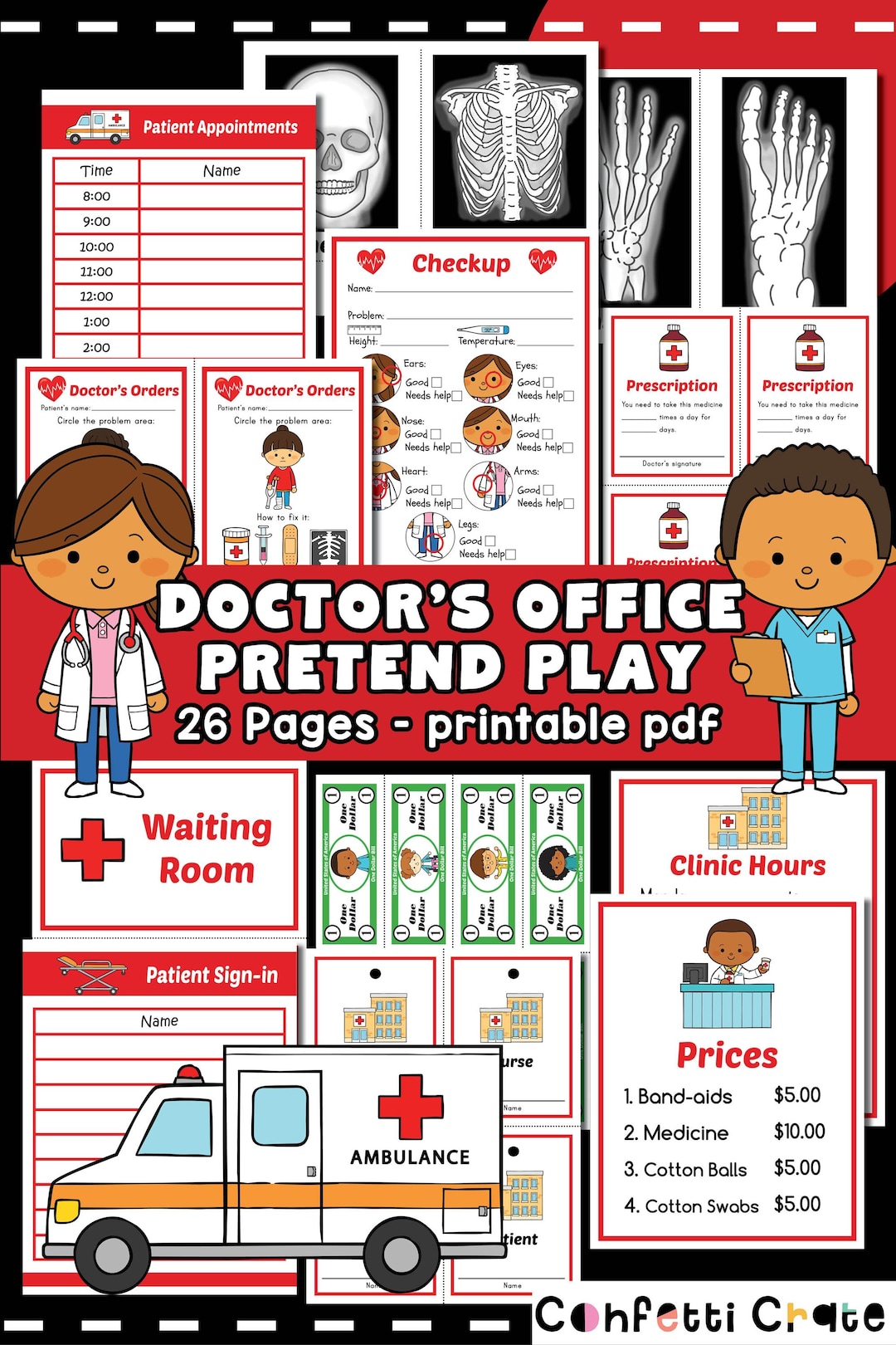 Doctor Pretend Play Printables: Dramatic Play Center (PDF) - Etsy