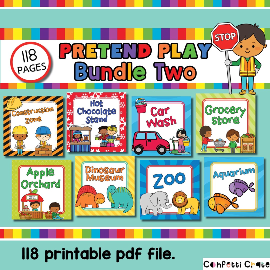 Pretend Play Printable Bundle: Construction, Zoo, Car Wash & More (PDF ...