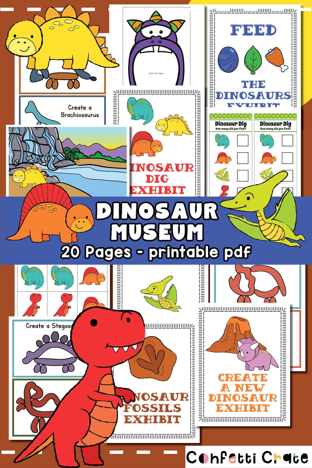 Dinosaur Museum Pretend Play Printable: Kids Activities (PDF) - Etsy