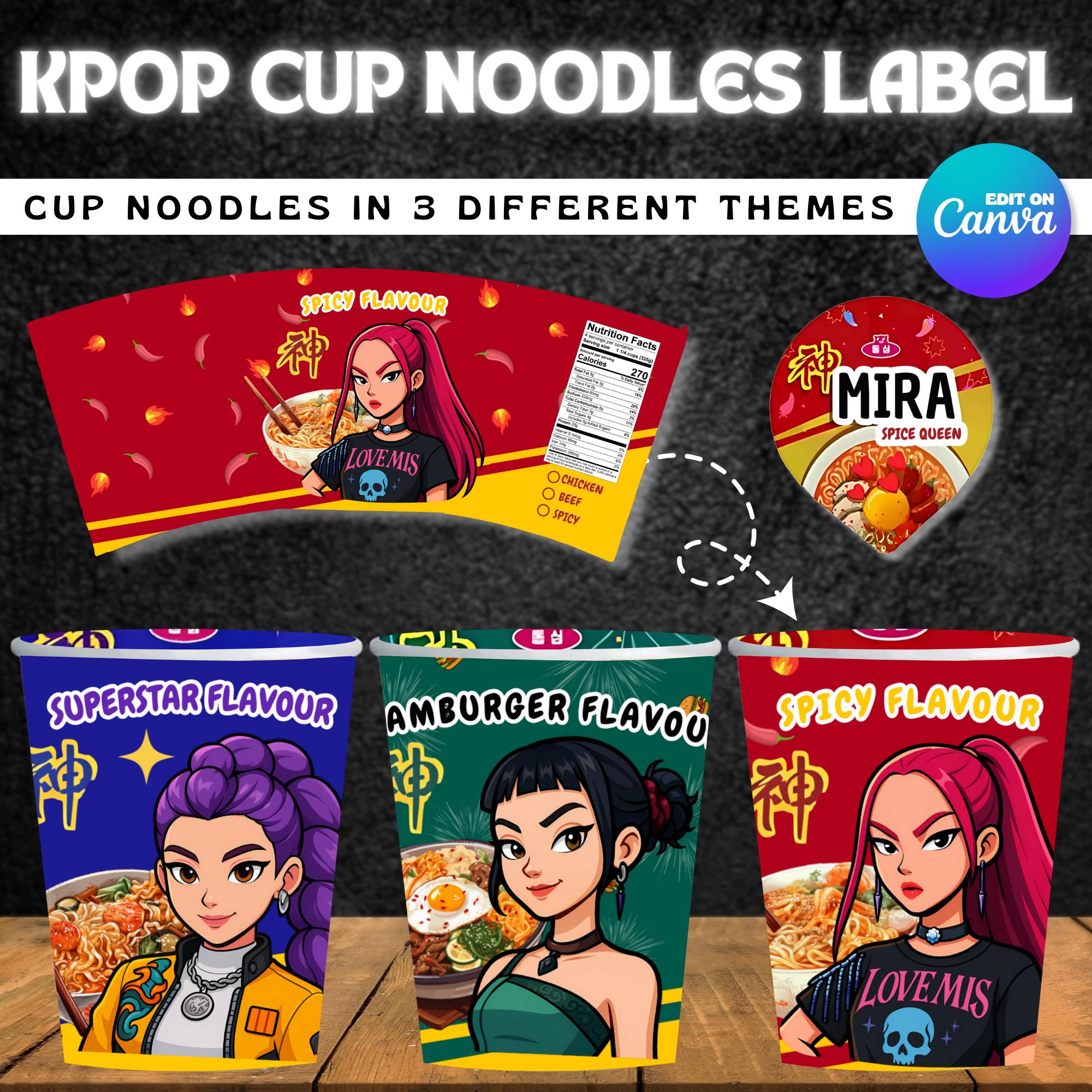Kpop Demon Hunters, Cup Noodle Labels Ramyeon, Cosplay Party Huntrix ...