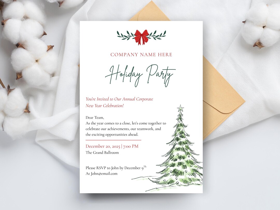 Corporate Christmas Party Invitation | Employee Party Invite | Holiday ...