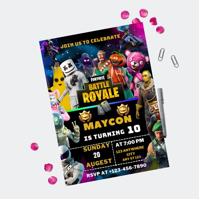 Fort Game Birthday Invitation: Gamer Party, Editable Canva Template ...