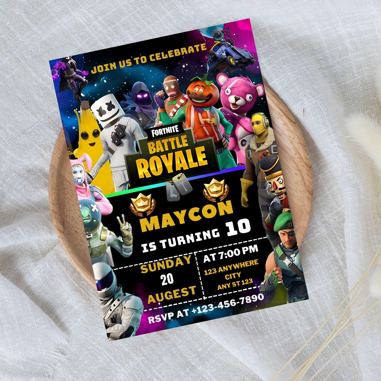 Fort Game Birthday Invitation: Gamer Party, Editable Canva Template ...