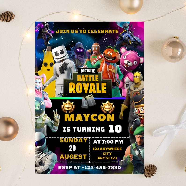 Fort Game Birthday Invitation: Gamer Party, Editable Canva Template ...