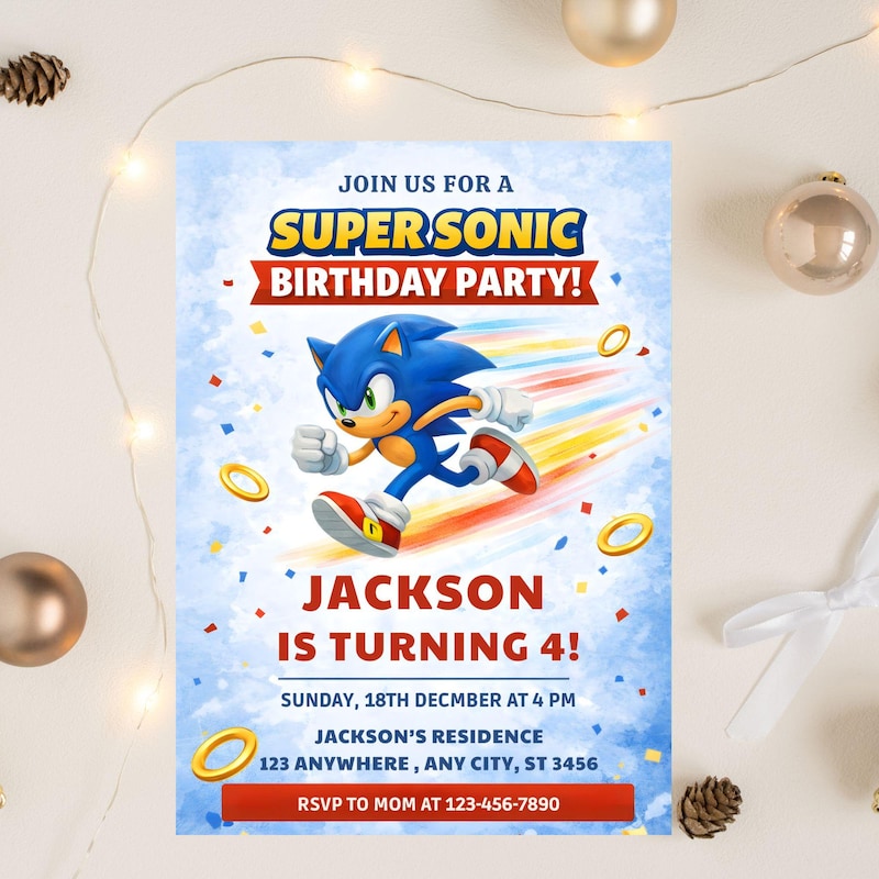 Sonic Theme Invitation - Etsy