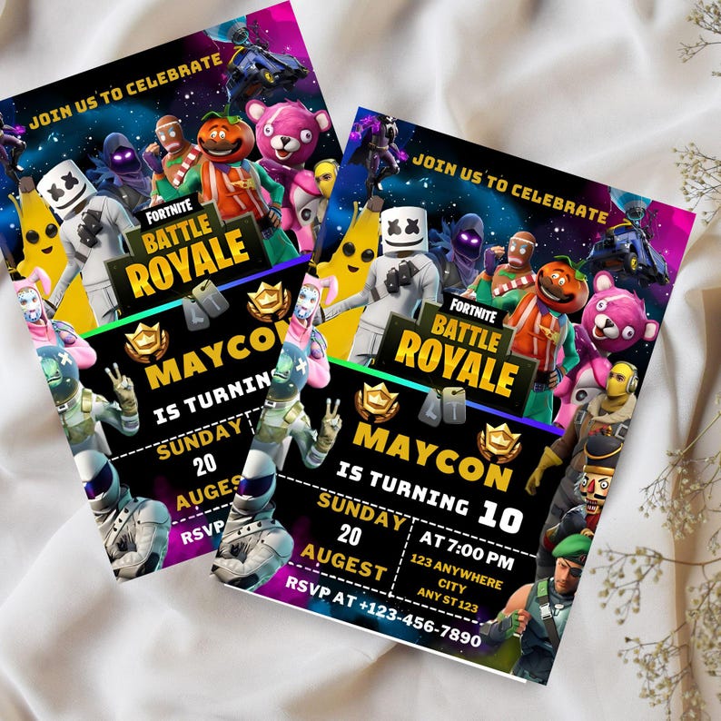 Fort Game Birthday Invitation: Gamer Party, Editable Canva Template ...
