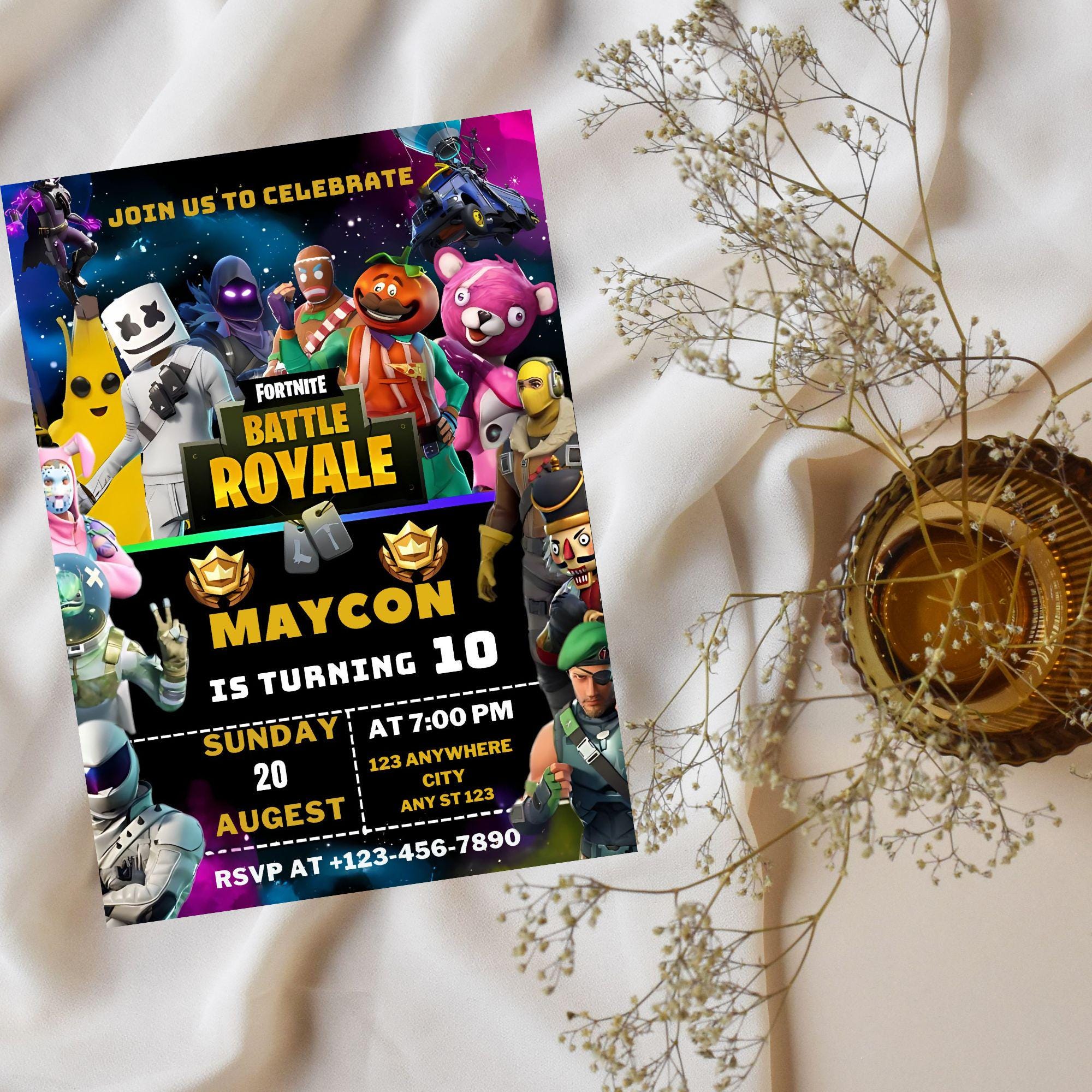 Fort Game Birthday Invitation: Gamer Party, Editable Canva Template ...