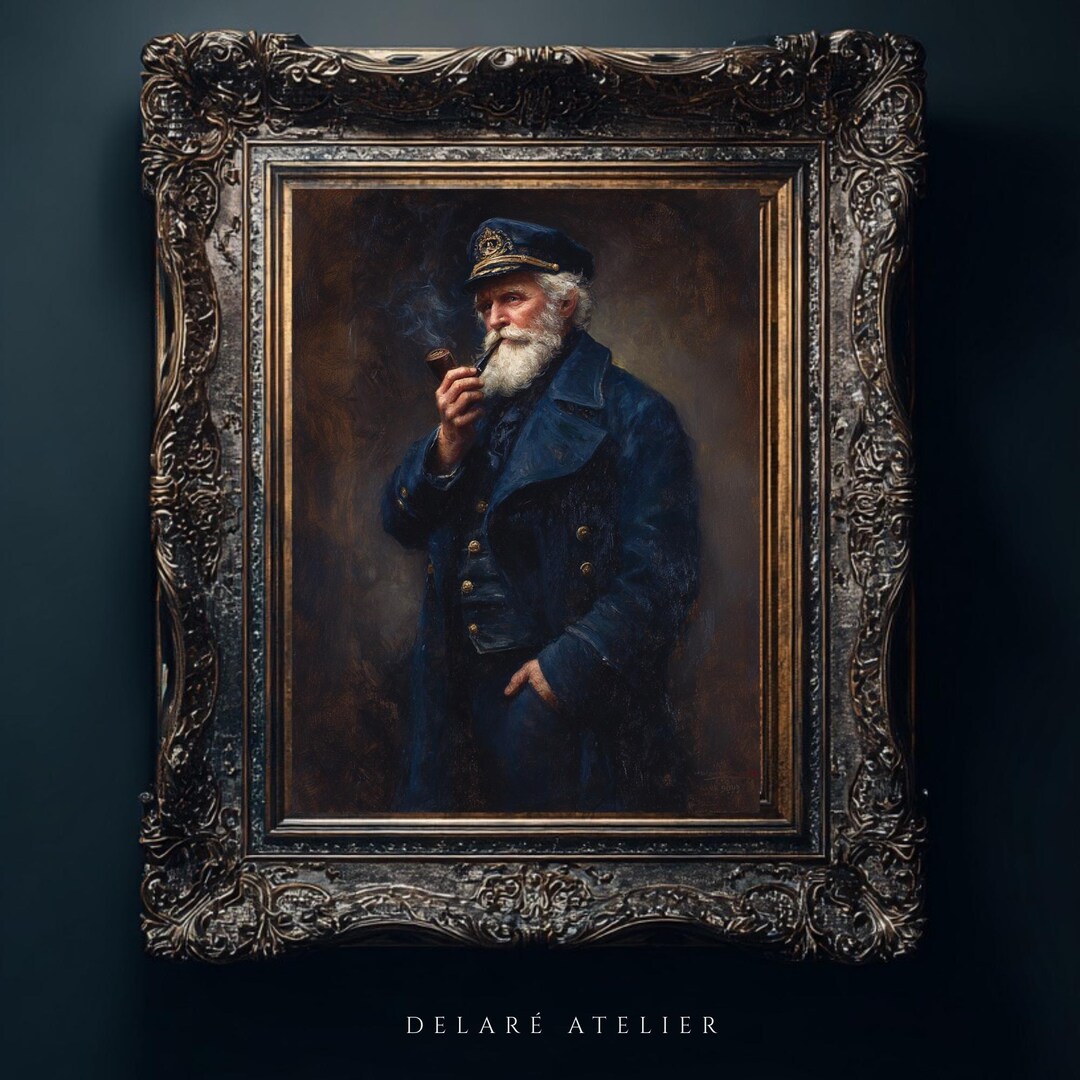 Vintage Sea Captain Portrait • Maritime Oil Painting Art (digital ...