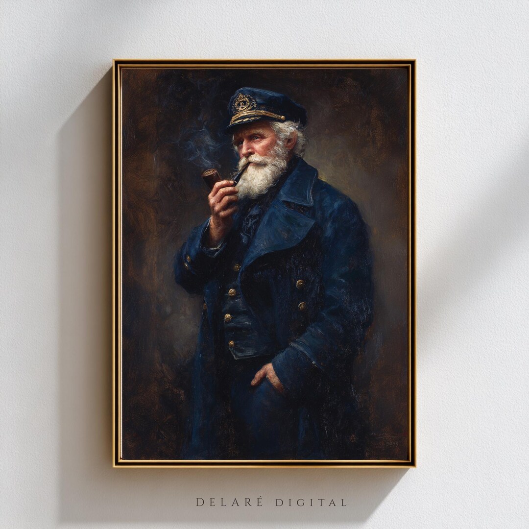 Vintage Nautical Sea Captain Portrait Printable – Moody Wall Art ...