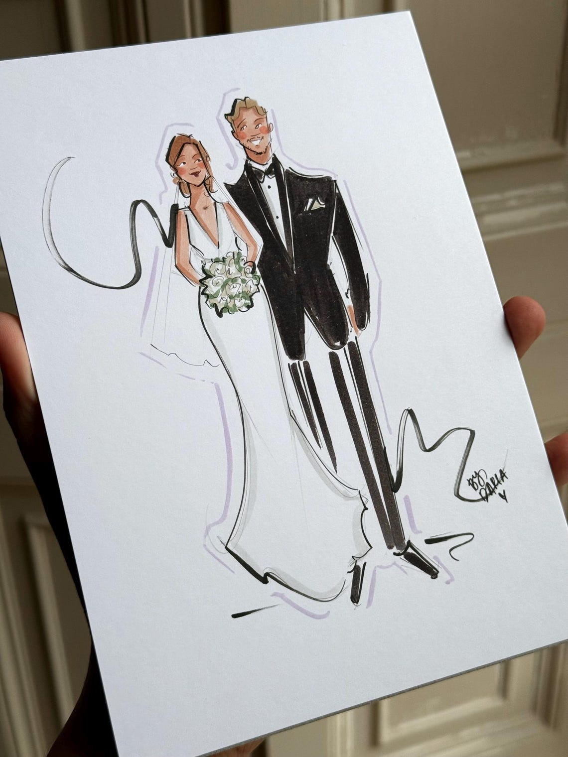 Custom Wedding Portrait | Hand-drawn Original Illustration | Bride ...