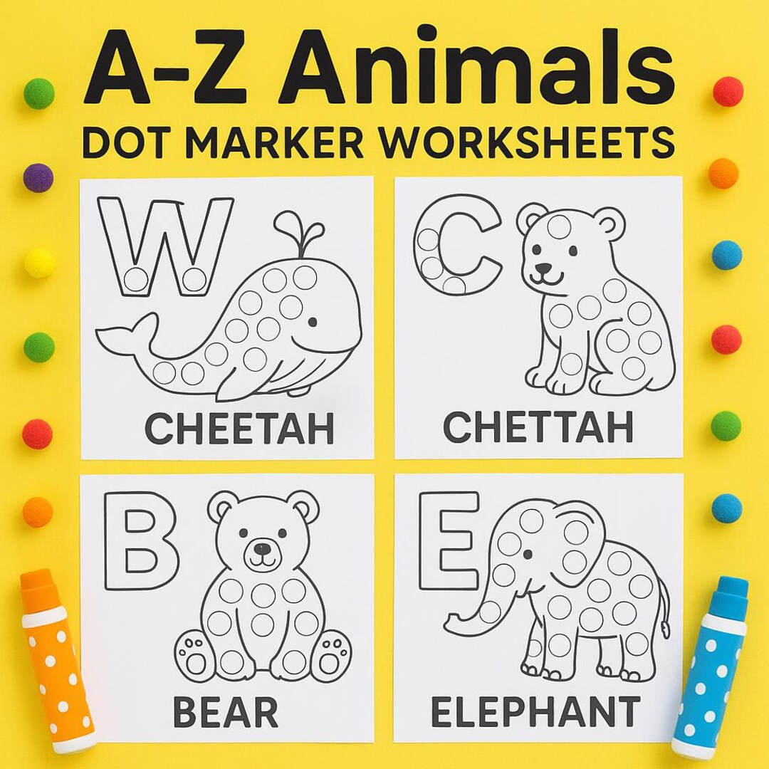 Animal Dot Marker A-Z Worksheets: Preschool Learning (PDF) - Etsy