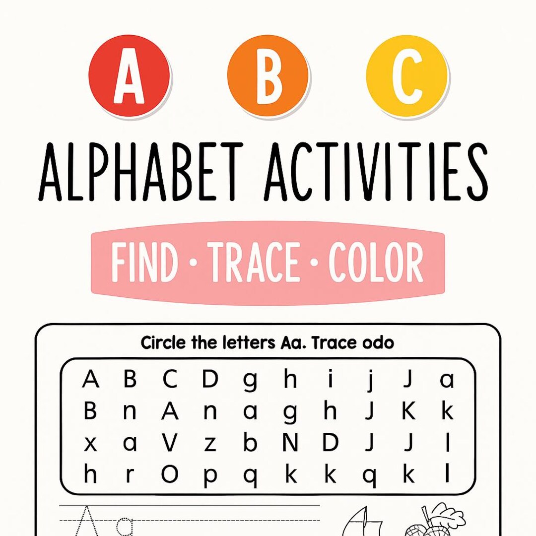 Alphabet Find-trace-color Flipbook | ABC Literacy (PDF) - Etsy