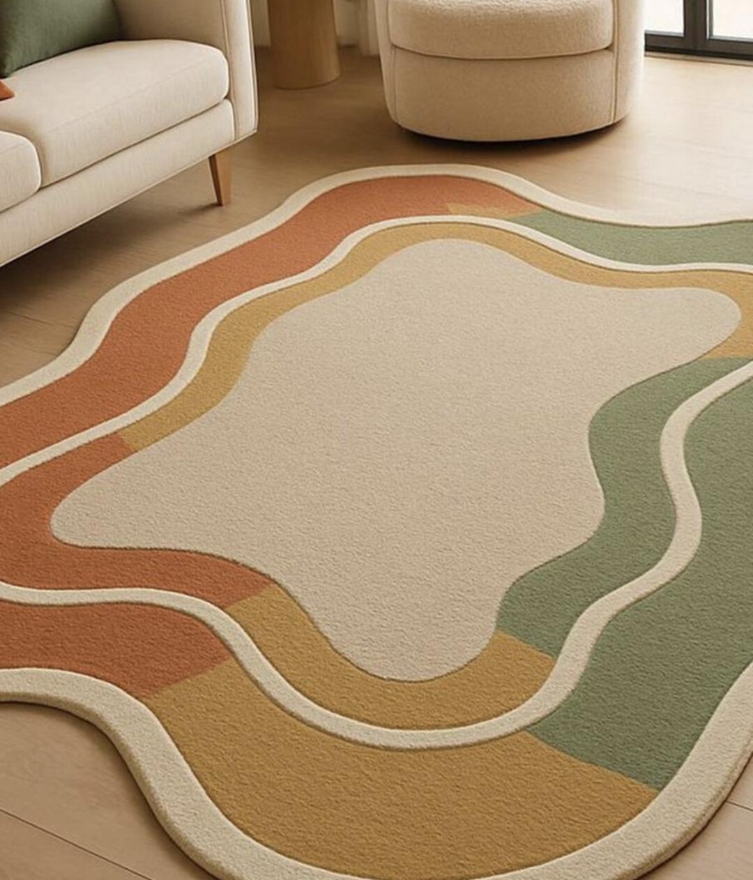 Hand Tufted Amoeba Shape Rug | Mid Century Modern Organic Area Rug ...