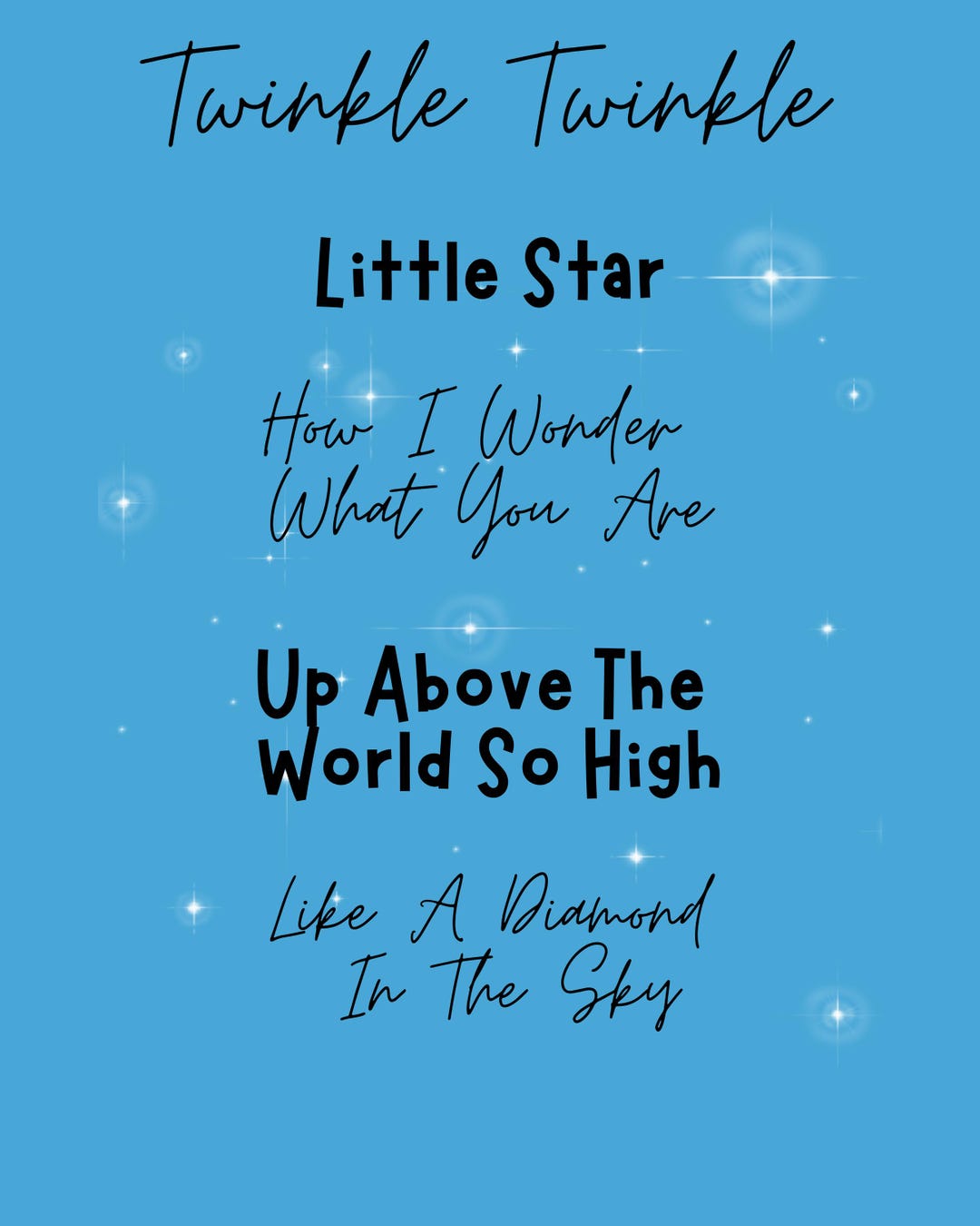 Twinkle Twinkle Little Star Digital Print for Nusery, Picture Frames ...