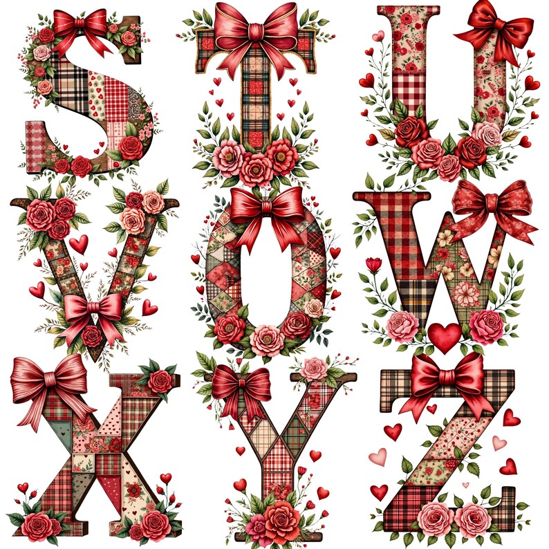 Patchwork Alphabet Clipart, Quilted Letters & Numbers PNG, Sewing Font ...