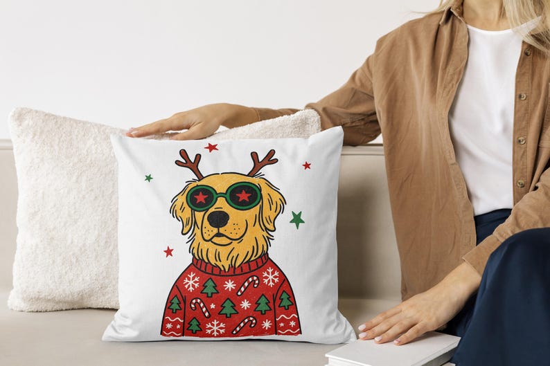 Watercolor Christmas Dog Clipart Bundle, Santa Hat, PNG (digital ...