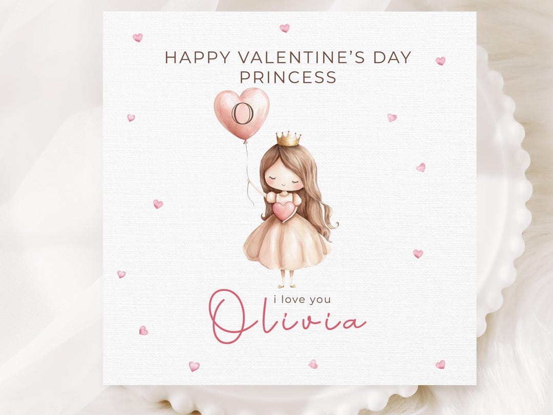 Personalized Princess Valentine's Day Card, Girl Keepsake - Etsy