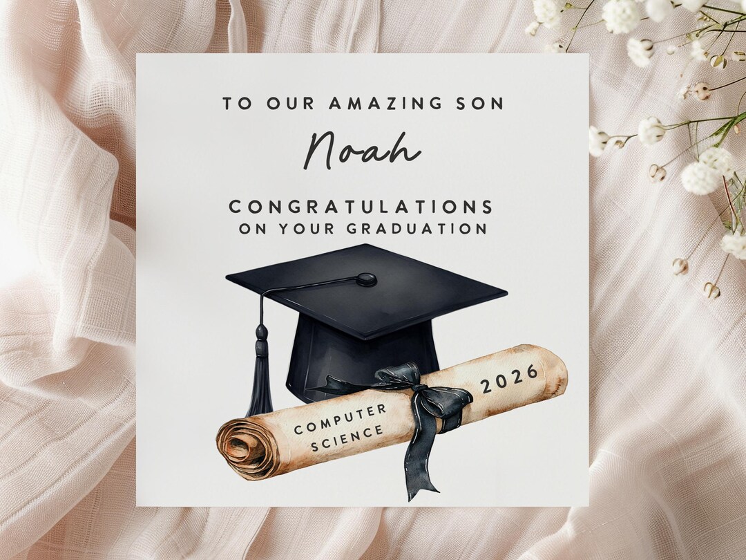 Son Graduation Card 2026 Computer Science Degree Custom College Grad ...