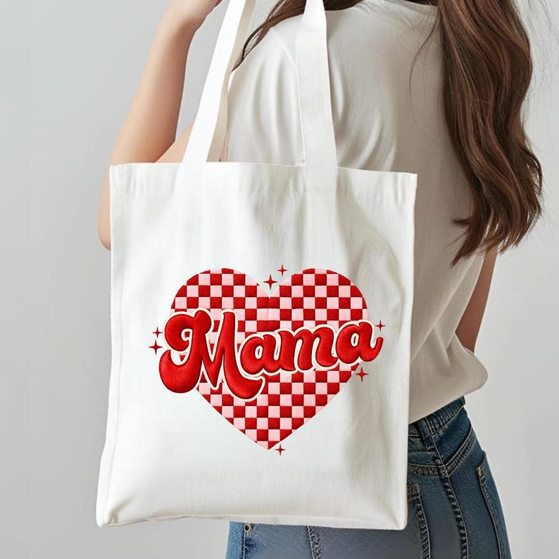 Mama Heart Embroidery Design, Red Gingham Heart, Valentine Mom Machine ...