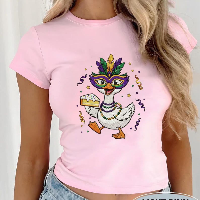 Mardi Gras Goose Embroidery Design | Goose With Mask & King Cake ...