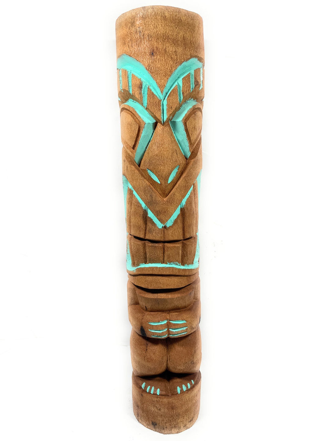 Limited Edition Happiness Outdoor Tiki Totem 40"teal Trim - Smiley Tiki ...