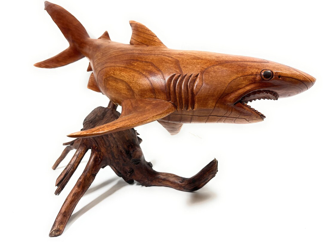 Premium Tiger Shark Hand Carved 40 Inch W/ Drift Wood Base | #bgl07 - Etsy