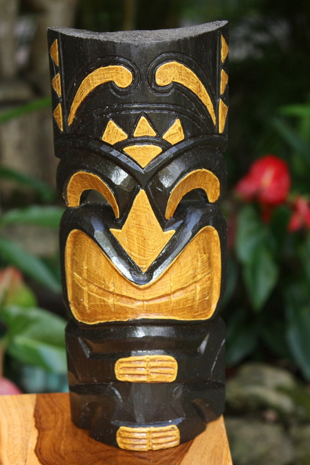 Laughing Tiki Mask 12 Hand Carved Smiley Tiki - Etsy