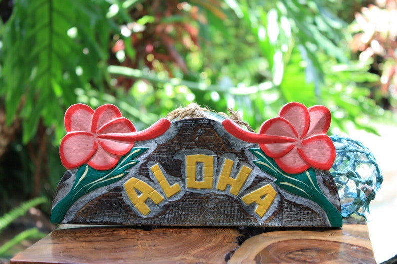 Aloha Sign With Hibiscus Flowers 10" - Hawaiian Decor | #smd2503728 - Etsy