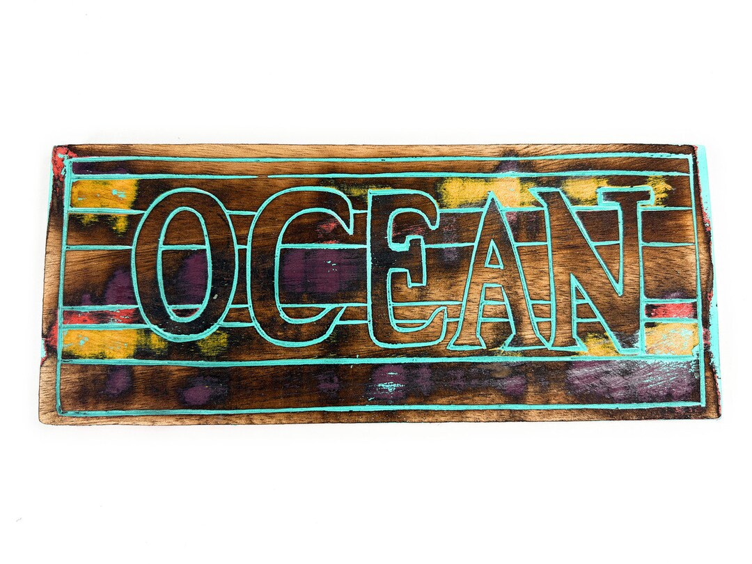 Weathered Ocean Sign 14 Inch - Rustic Earth Tone - Cottage Decor | # ...