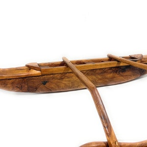 Outrigger Canoe 48 Inch Tapa Carving Acacia Koa With Stand ...