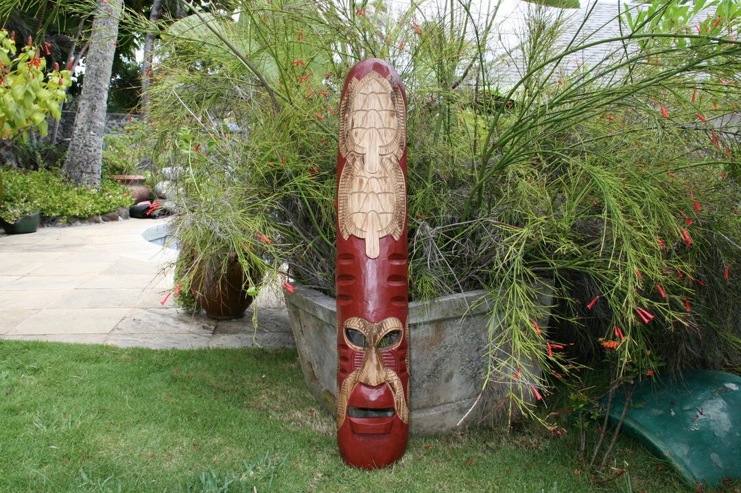Fijian Tiki Mask 40 W/ 2 Carved Turtles Abundance mdr19006100 - Etsy