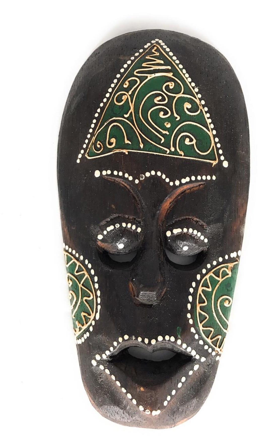Tribal Tiki Mask 8" Green - Tattoo Primitive Art | #wib370320g - Etsy