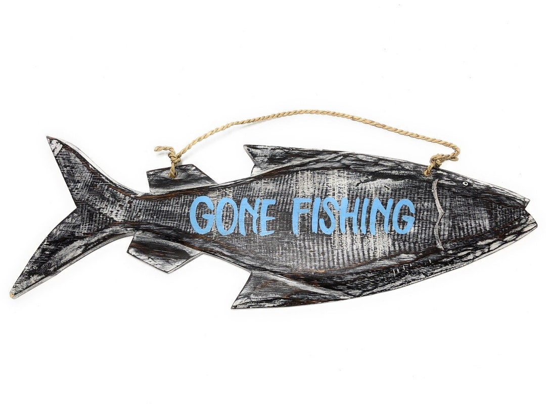 Gone Fishing Beach Fish Sign - 16 in - Coastal Decor | #snd2501940 - Etsy