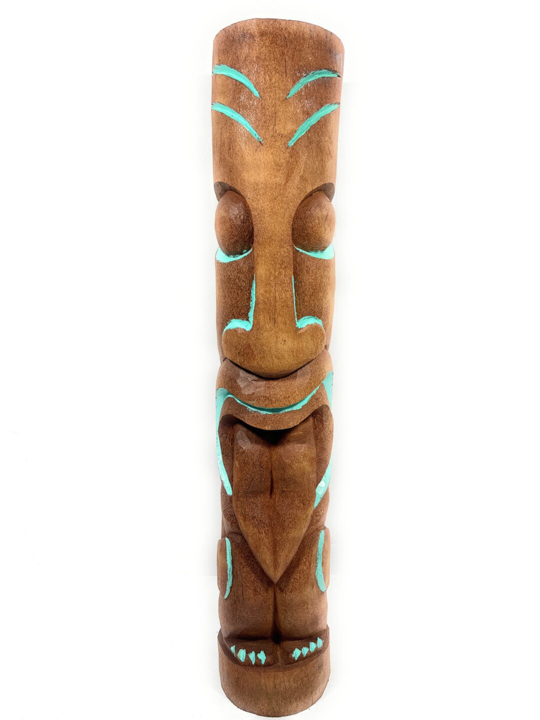 Limited Edition Maori Outdoor Tiki Totem 40 Inch Teal Trim - Happy Tiki ...